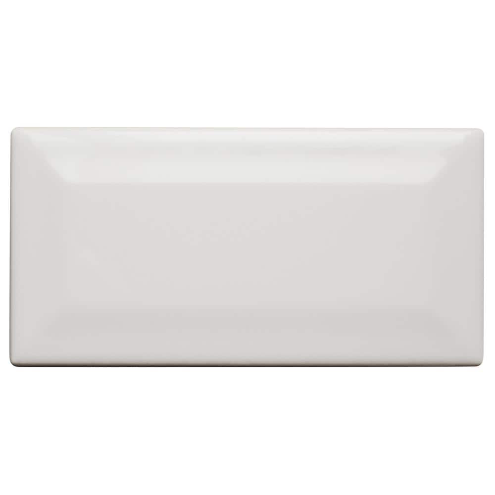 Daltile Restore 3 in. x 6 in. Ceramic Bevel Bright White Subway Tile ...
