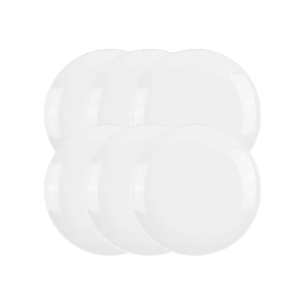OUR TABLE Simply White 6-Piece 7.5 in. Porcelain Salad Plate Set ...