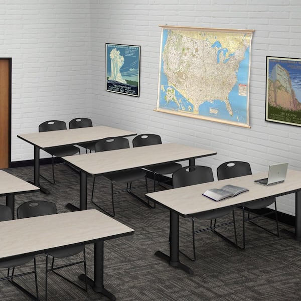 Regency Cain 66 in x 24 in. Maple T-Base Training Seminar Table Desk ...