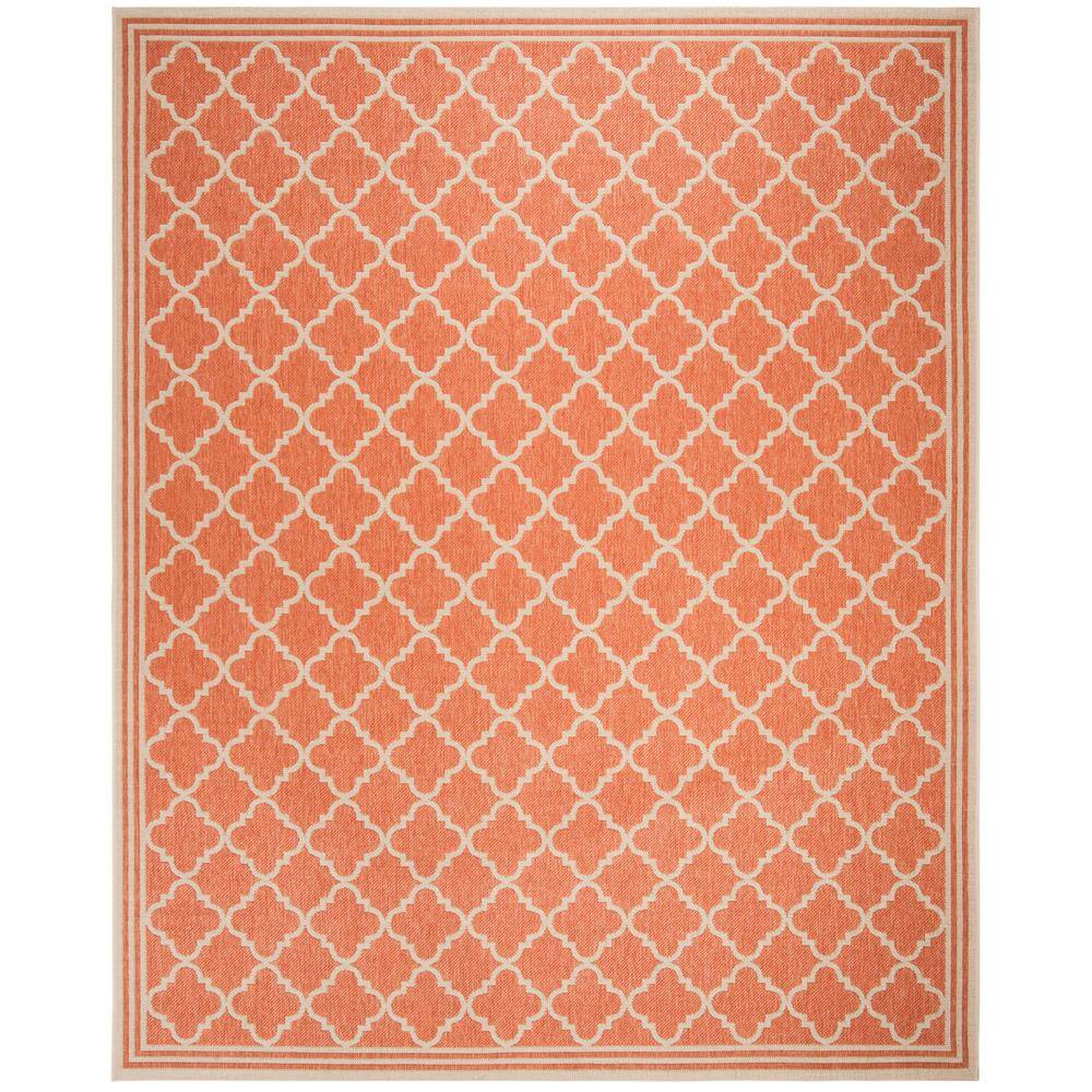 SAFAVIEH Beach House Rust/Cream 9 ft. x 12 ft. Border Trellis Indoor ...