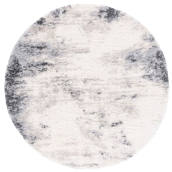 SAFAVIEH Fontana Shag 7 ft. x 7 ft. Ivory/Gray Abstract Distressed ...