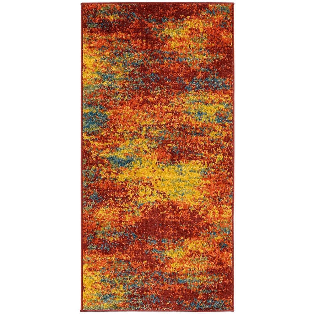 Nourison Essentials Flame 2 ft. x 4 ft. Abstract Contemporary Area Rug ...