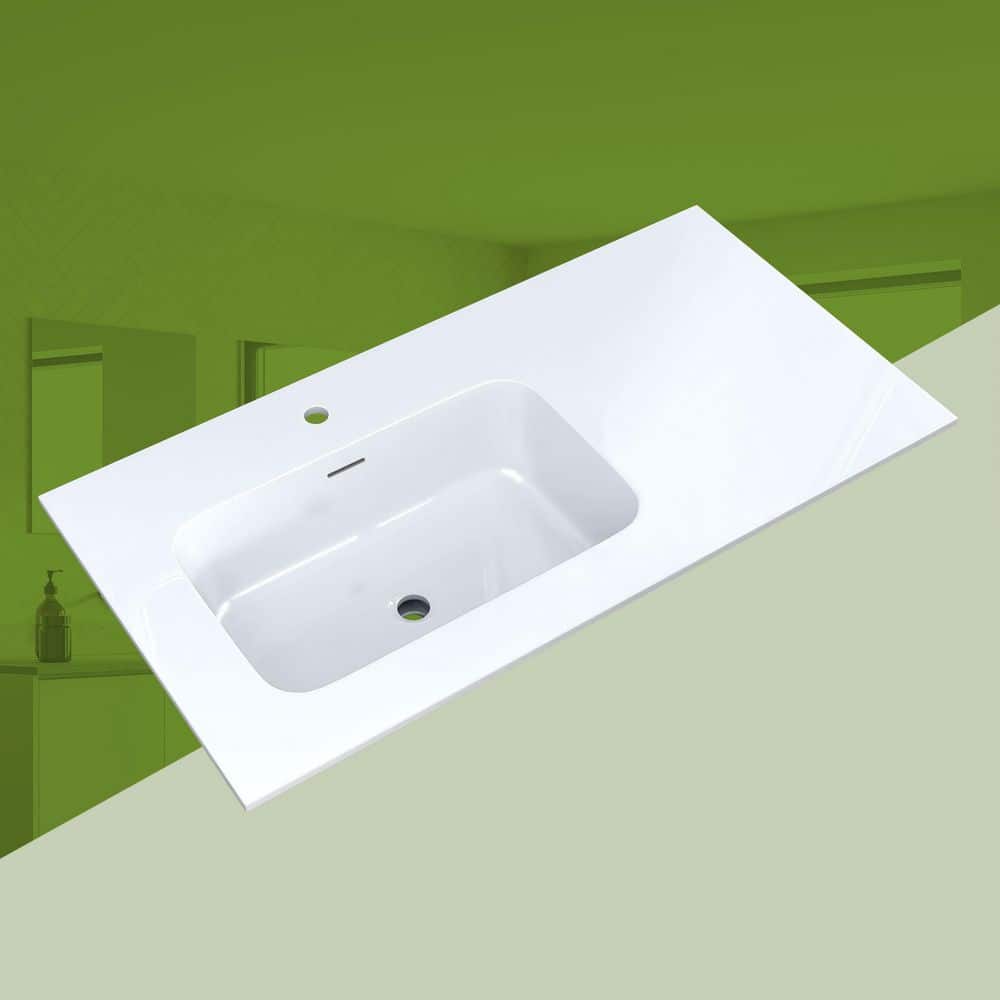 NTQ 42 in. W x 22 in. D Rectangular Single Sink Bathroom Vanity Top ...