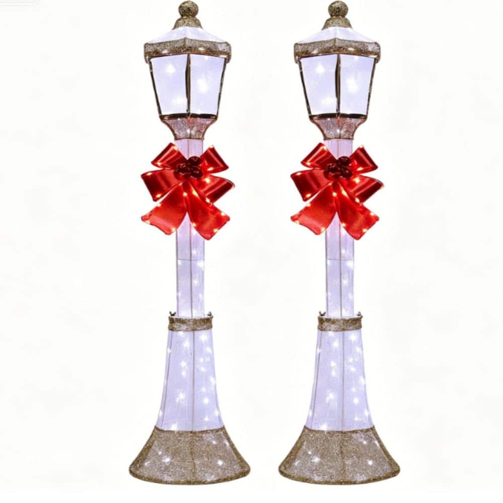 Starfree 2-Piece 5 FT. Outdoor Christmas Decoration Lamp Post with Cool ...