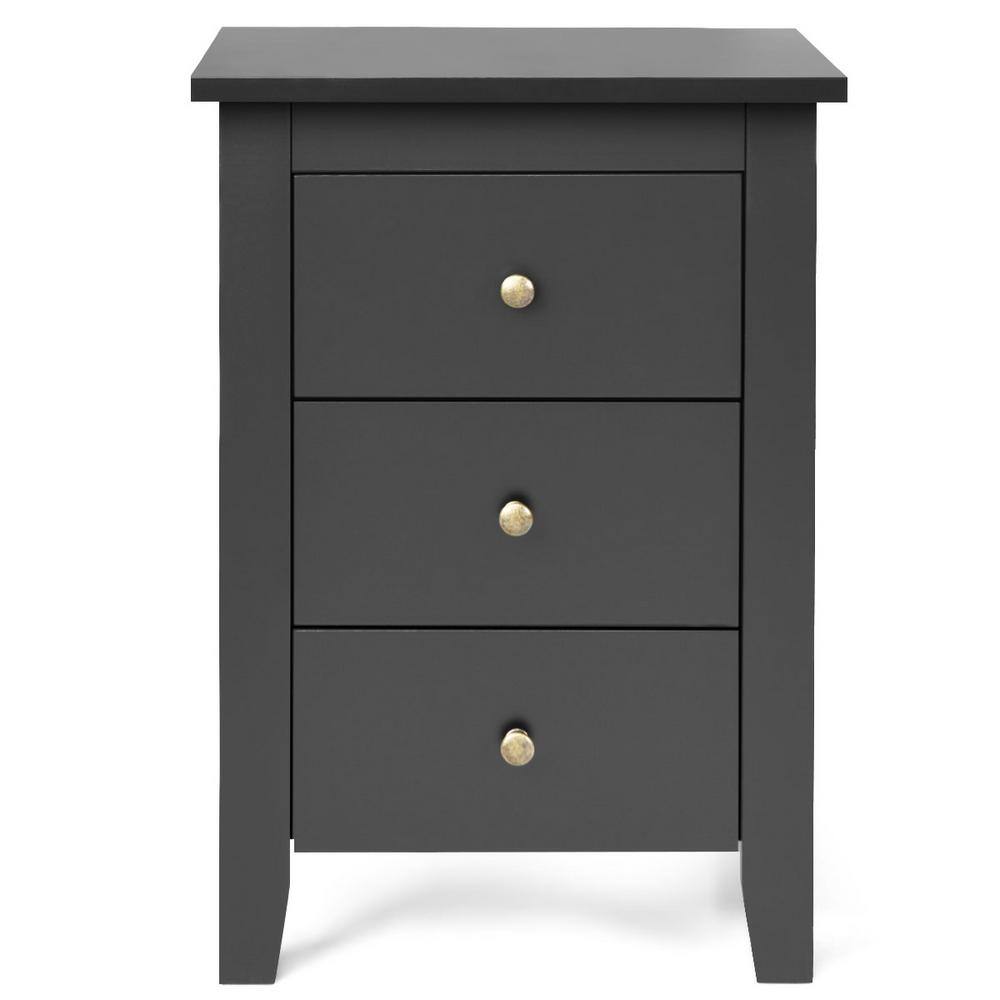 Costway 3 Drawers Black Nightstand 26 In X 18 In X 14 5 In Set Of 2 