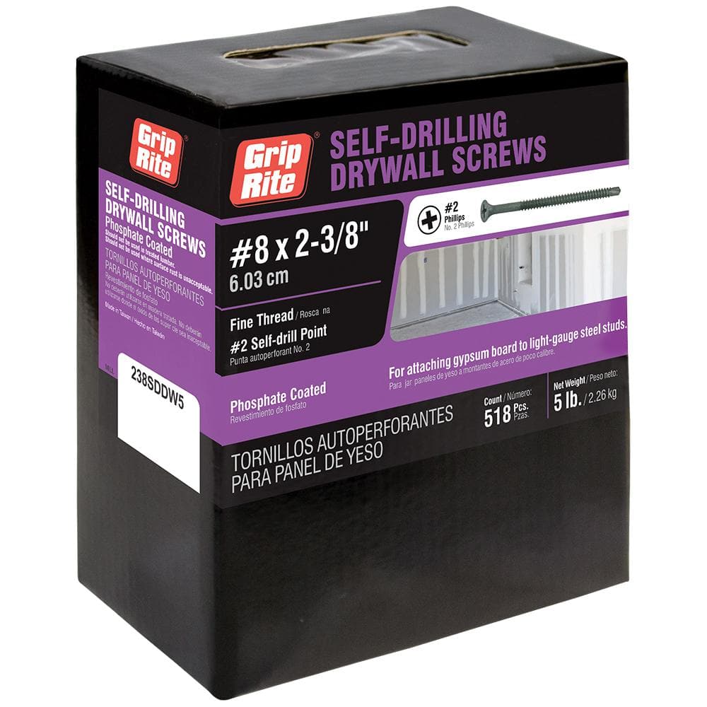 Grip-Rite #8 x 2-3/8 in. #2 Phillips Bugle Head Fine Thread Drywall ...