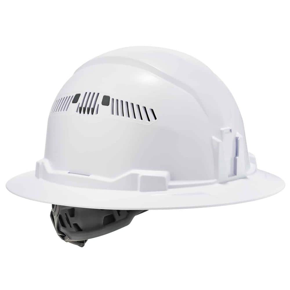 Ergodyne Sullerz White Class C Hard Hat Full Brim Vented Ratchet ...