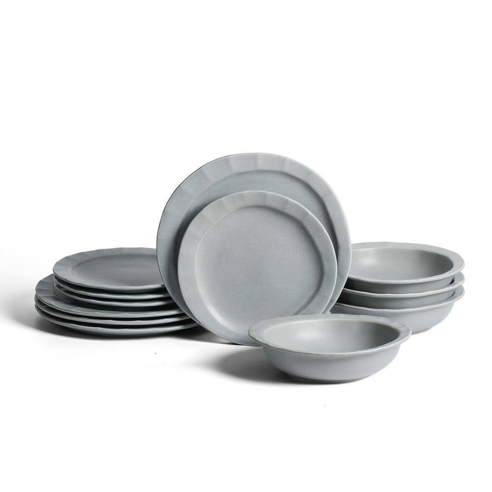 STONE LAIN Oasis 12-Piece Light Blue Stoneware Full Set (Service for 4 ...