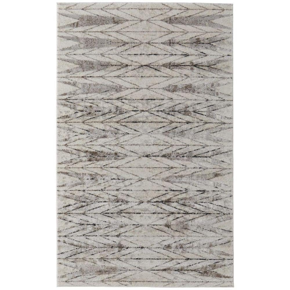 HomeRoots 5 ft. x 8 ft. Ivory, Brown Abstract Area Rug 2000567820 - The ...