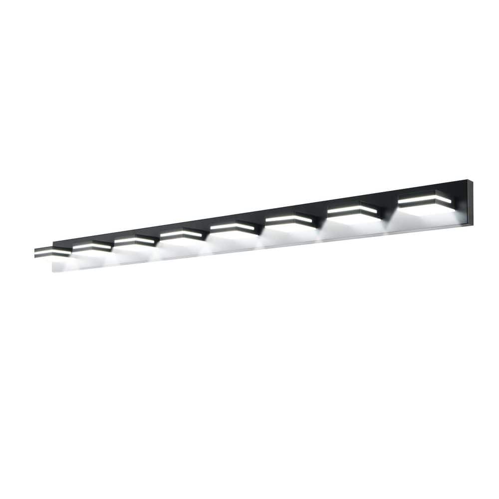 PUDO 63in. Modern Minimalist Black 8-Light Vanity LED Light with ...
