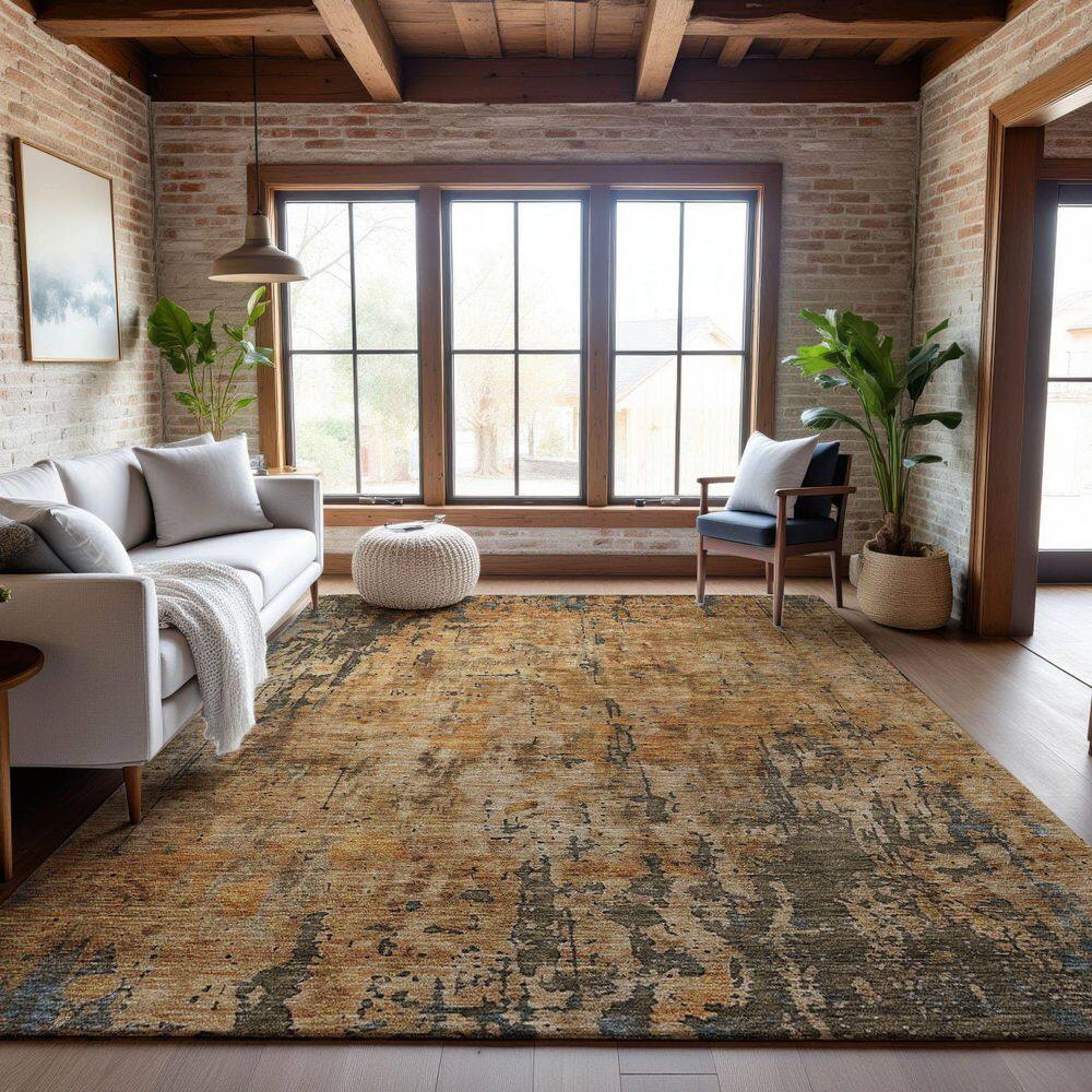 Addison Rugs Mayfield Premium Machine Washable Abstract AMF1203 Copper ...