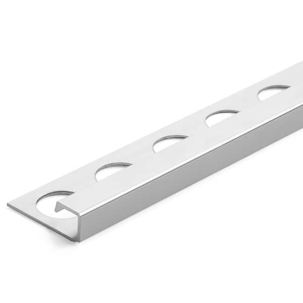 TrimMaster Chrome 1/2 in. x 98-1/2 in. Aluminum Square Tile Edging Trim ...