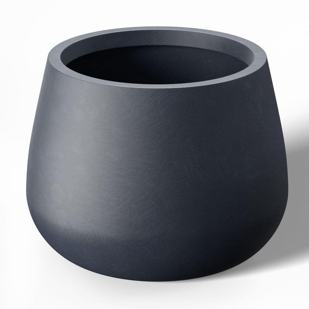 Sapcrete 13 in. Medium Granite Gray (Enhanced Interior) Concrete Round Planter / Pot with ...