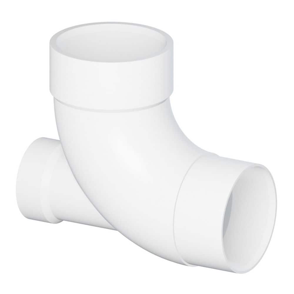 PLUMBFLEX 3" x 3" x 2" White Rigid PVC DWV 90° Street Elbow with Low ...