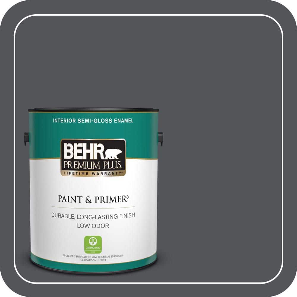 BEHR PREMIUM PLUS 1 gal. #N510-6 Orion Gray Semi-Gloss Enamel Low Odor ...