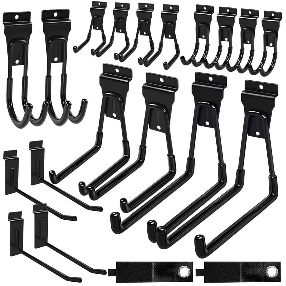 Vrbgify Slatwall Hooks Set [20Pack] in Black Steel Wall Rack with U & J ...