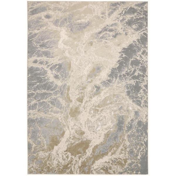 HomeRoots 2 ft. x 8 ft. Gray, Ivory Abstract Area Rug 2000512910 - The ...