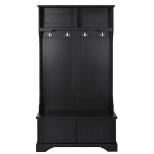 HOMCOM Black Hall Tree with Bench and Shoe Storage 837-038V01BK - The ...