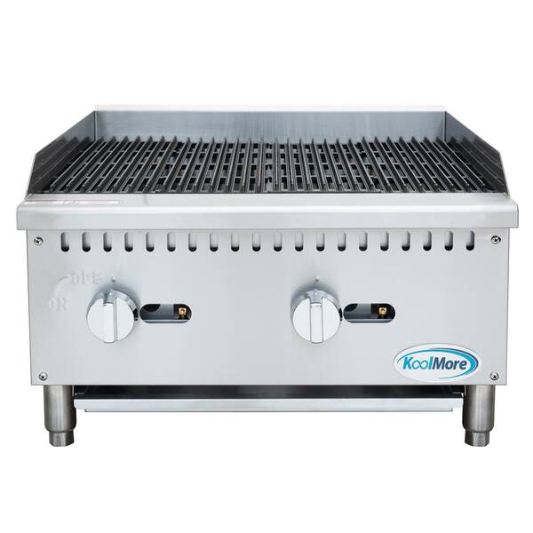 Koolmore Commercial 24 in. Natural Gas 2-Burner Charbroiler with 60,000 ...