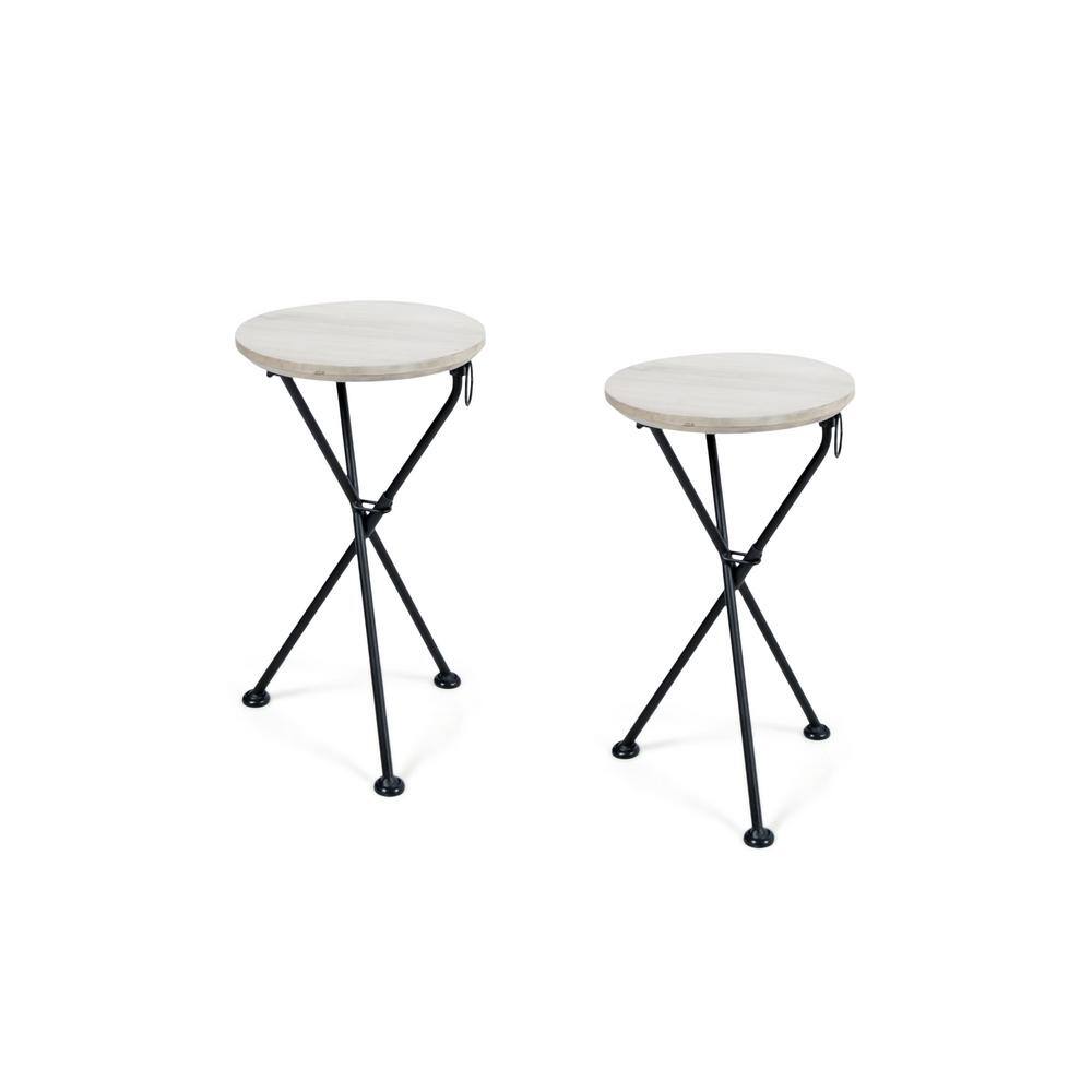 Noble House Los Feliz Light Grey Foldable Side Table 40801 - The Home Depot