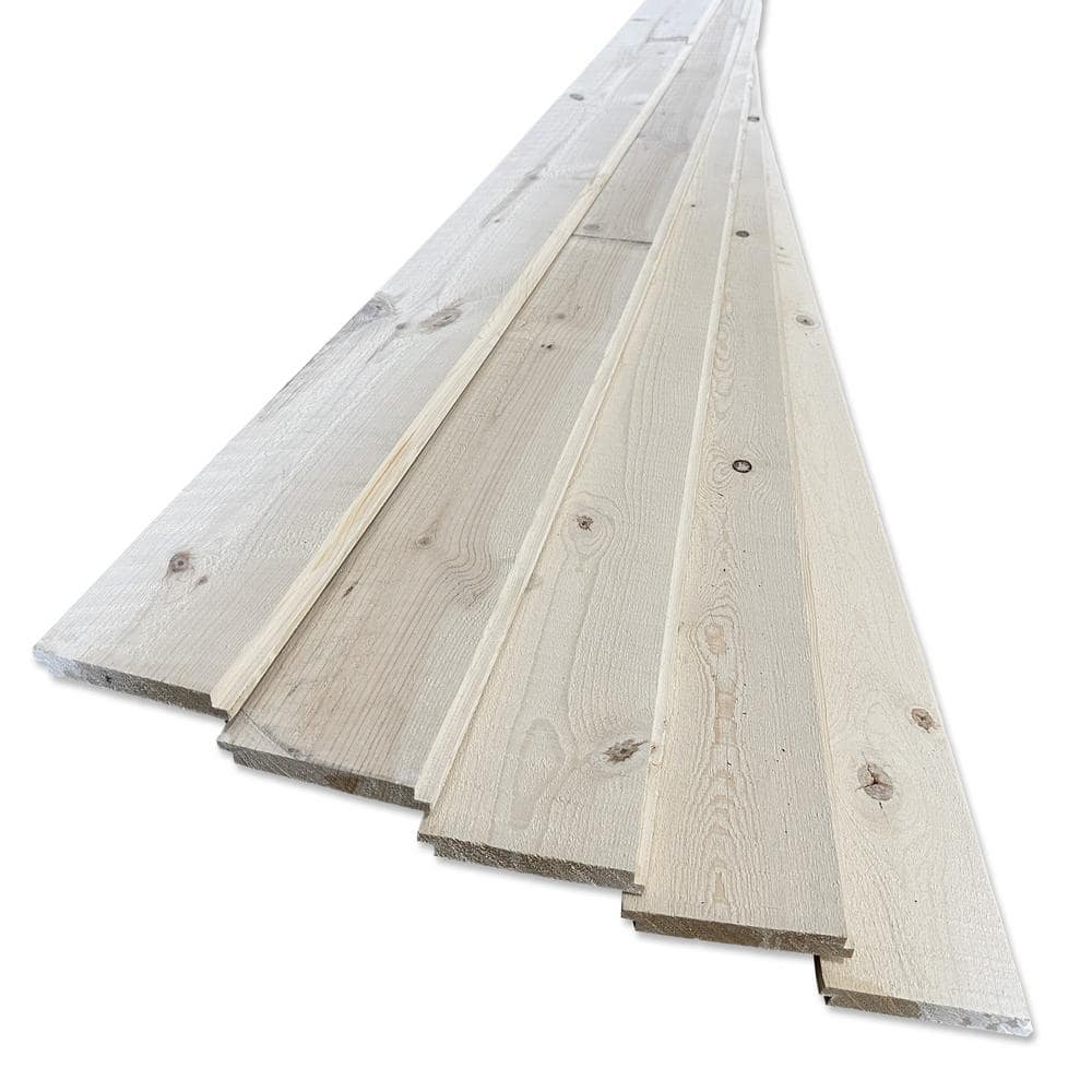CDA Wood 1 in. x 6 in. x 8 ft. Whitewash Shiplap Barnwood Pine Board ...