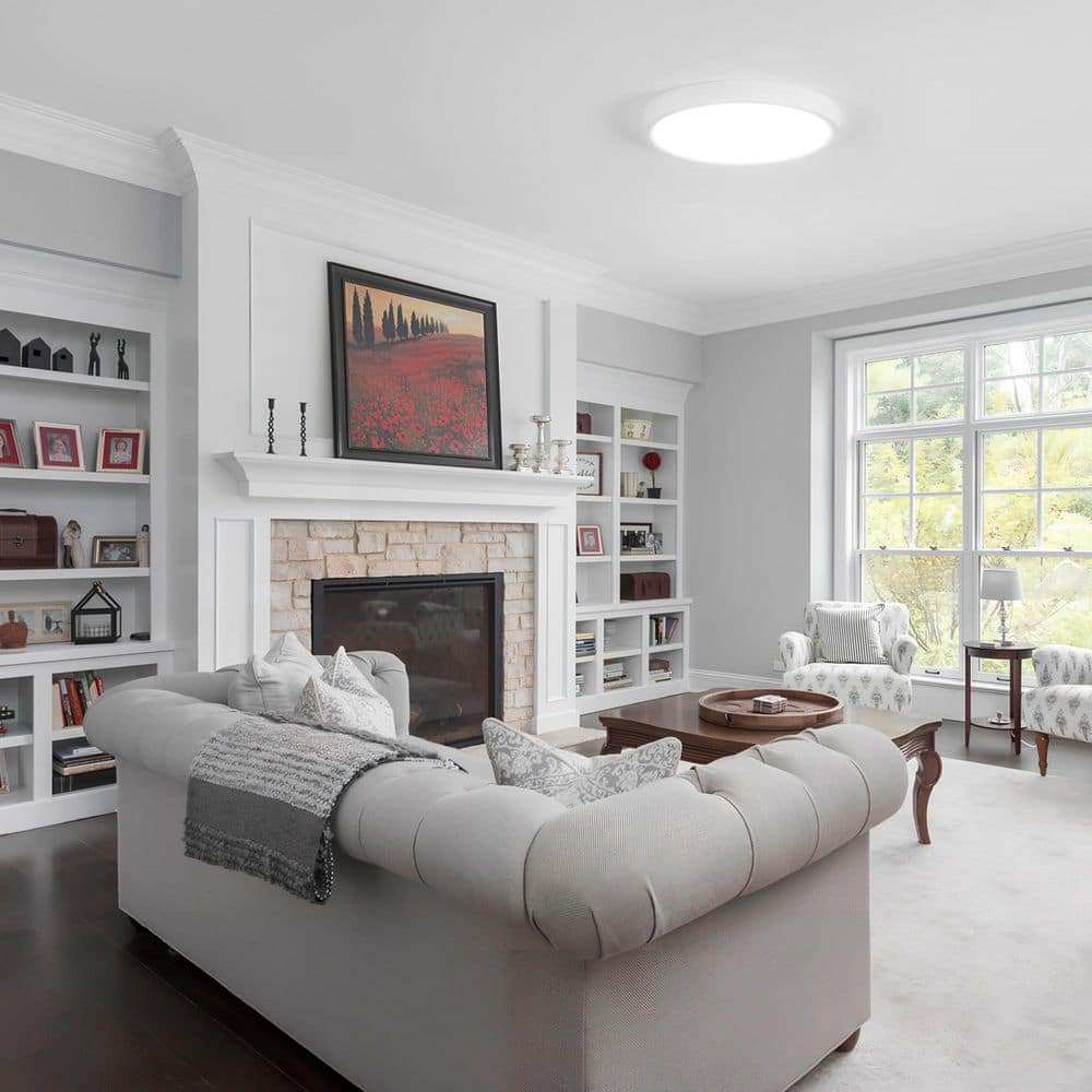 MultiEase 12 in. Ultra-Thin Flush Mount Ceiling Light, 24-Watt Daylight ...