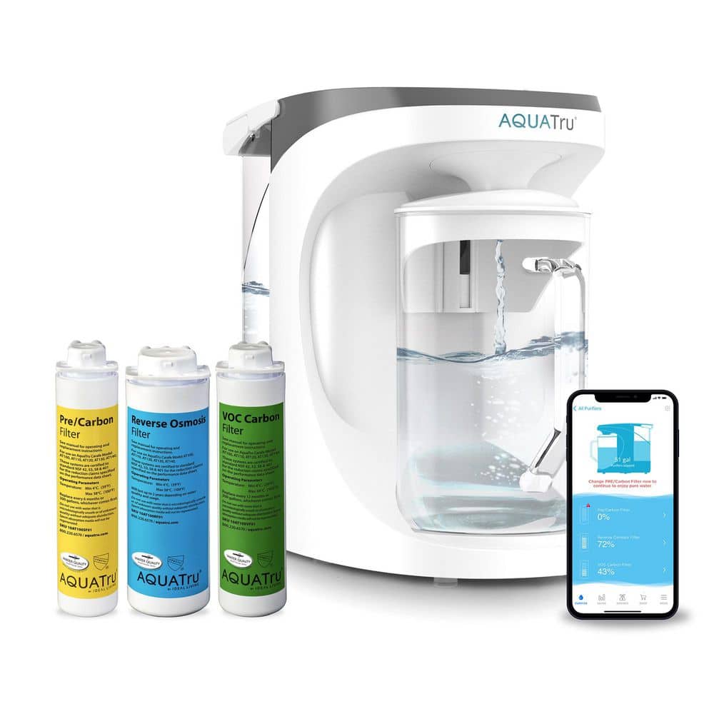 AQUA TRU Countertop Reverse Osmosis Water Purifier in White with 4 ...