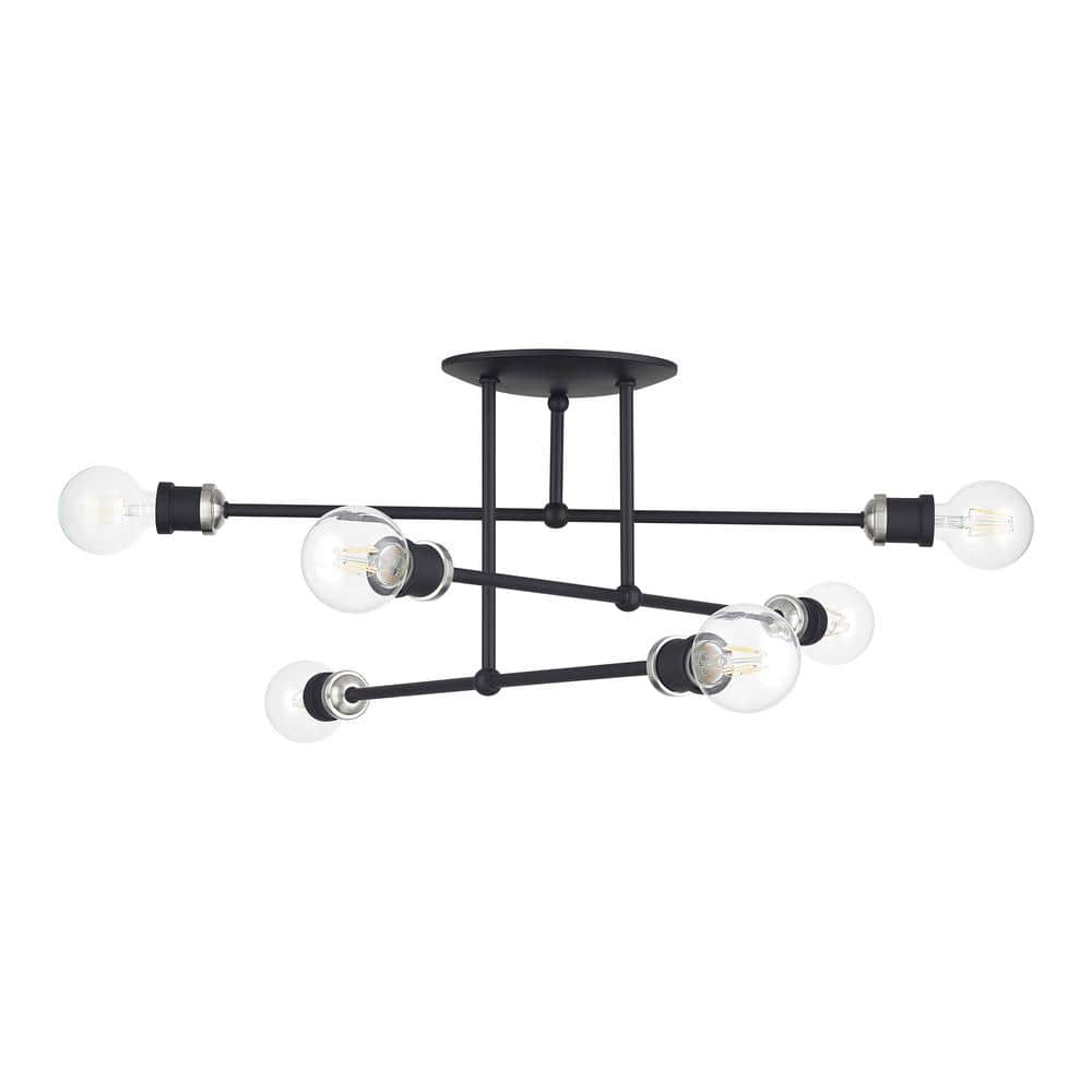 Livex Lighting Delacroix 28 in. 6-Light Black Semi Flush Mount 47178-04 ...