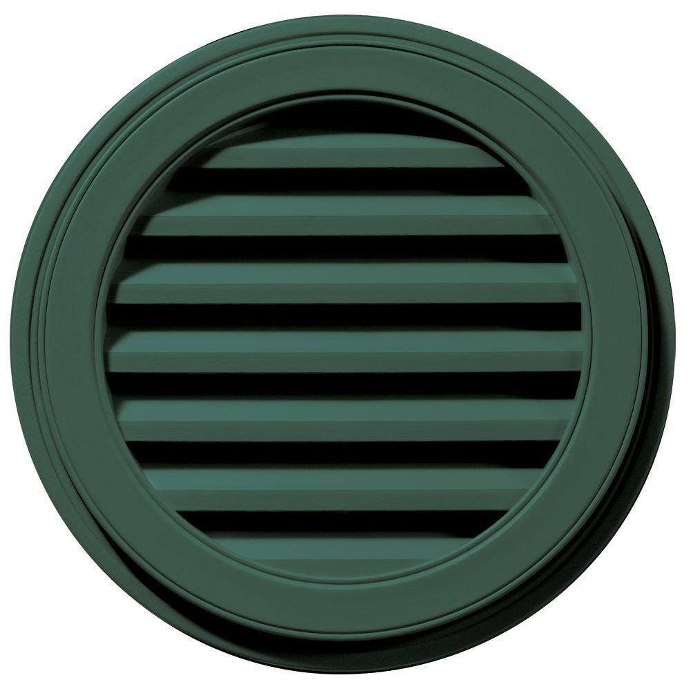 Builders Edge 22 in. x 22 in. Round Green Plastic Built-in Screen Gable ...