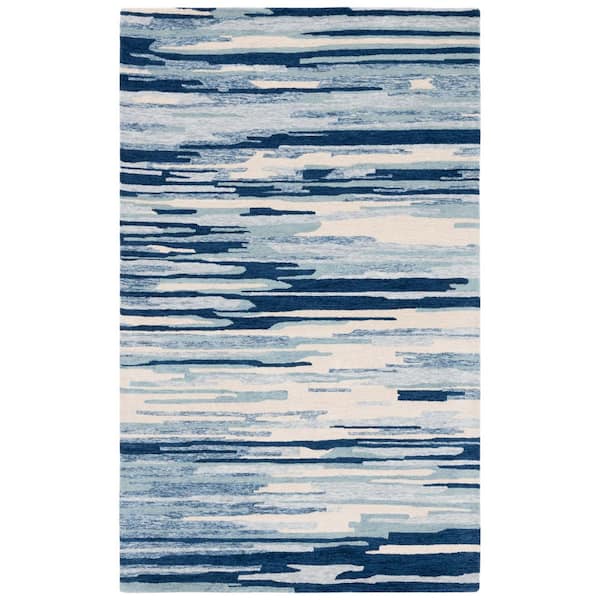SAFAVIEH Bellagio 4 ft. x 6 ft. Blue/Ivory Running Camo Area Rug ...