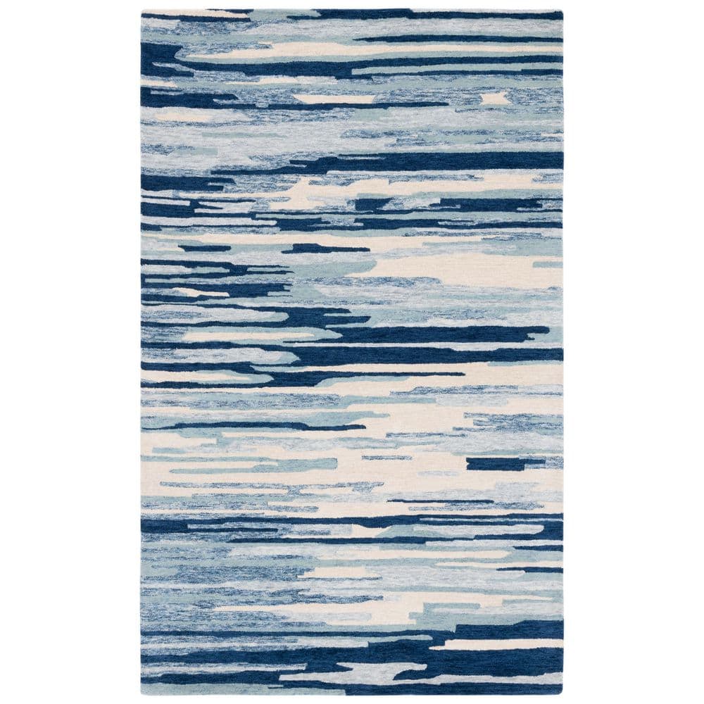 SAFAVIEH Bellagio 5 ft. x 8 ft. Blue/Ivory Running Camo Area Rug ...