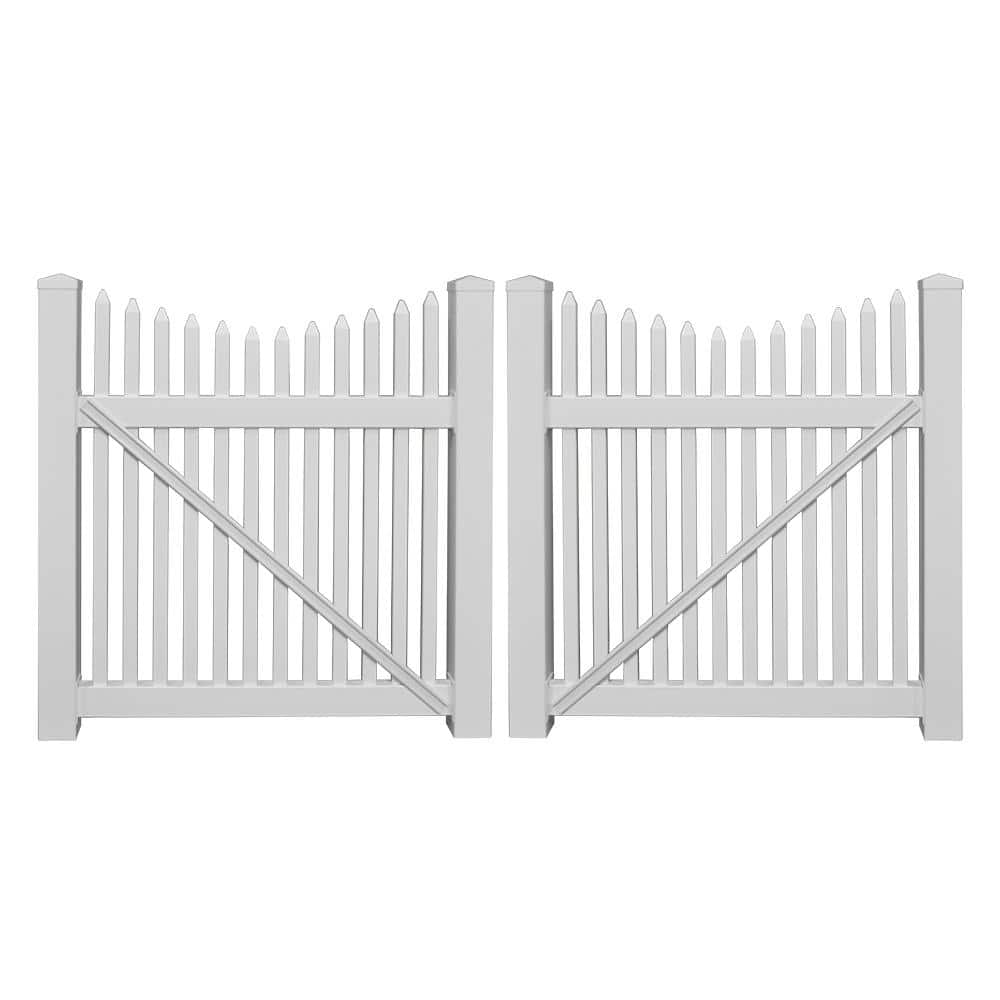 Weatherables Barrington 8 ft. W x 5 ft. H White Vinyl Picket Fence ...