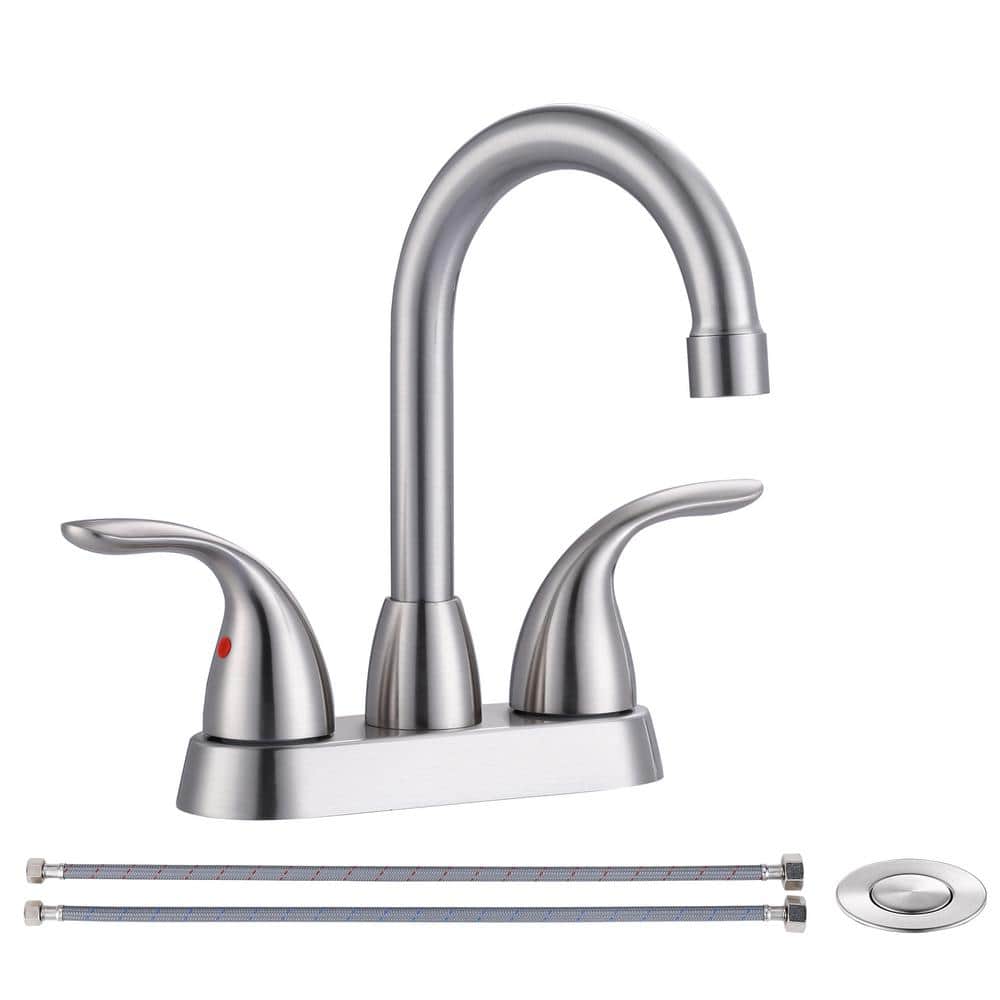 IVIGA 4 in. Centerset Double Handle High Arc Bathroom Faucet with Drain ...