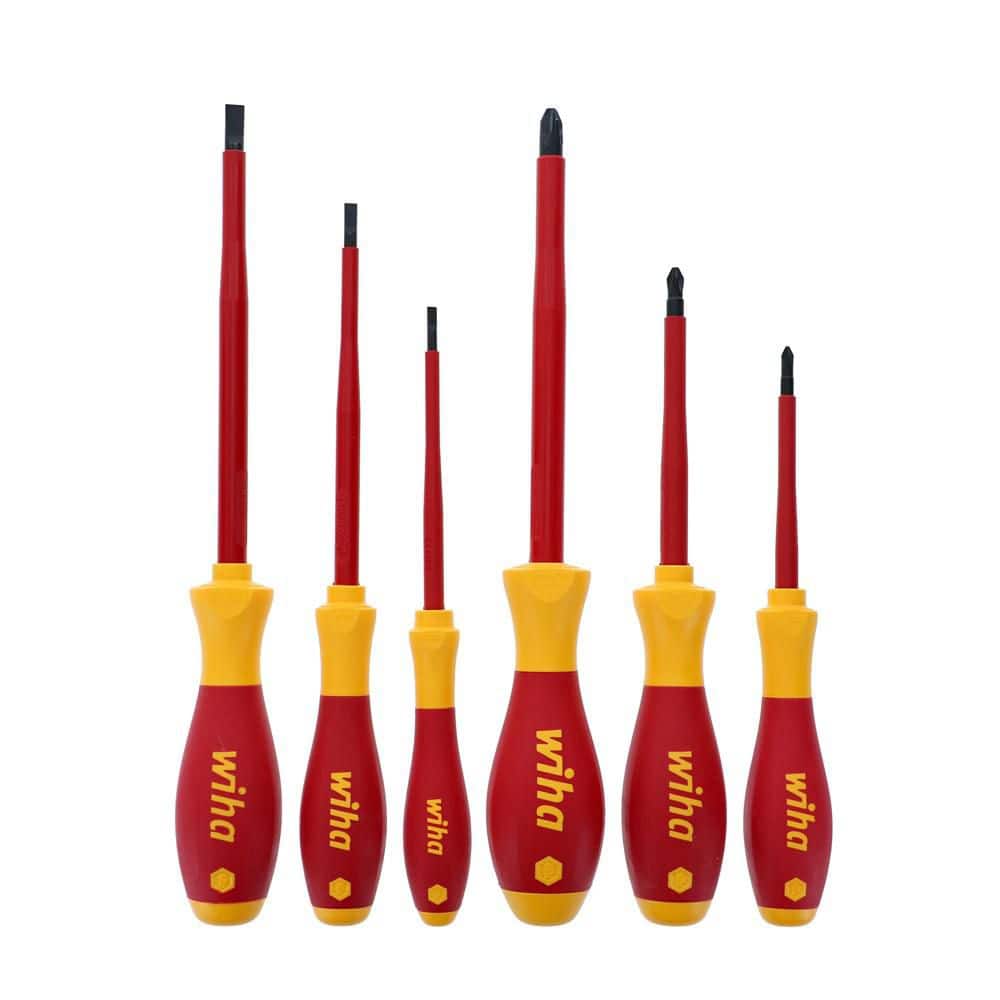 Wiha 1000-Volt Insulated SoftFinish Screwdriver Set-Slotted, Phillips ...