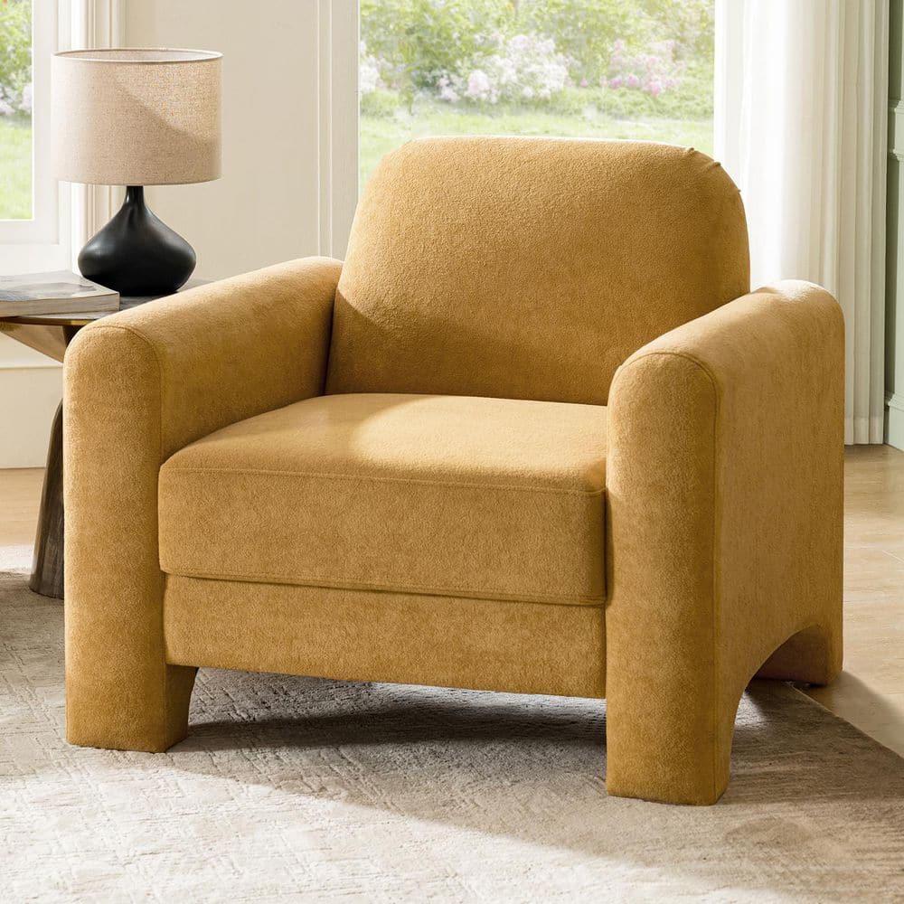 JAYDEN CREATION Amara Camel Modern Polyester Arm Chair CHAY1609-CML ...