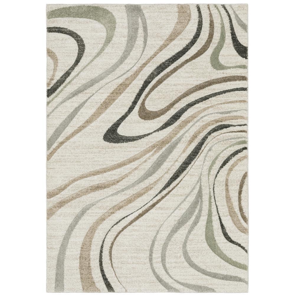 AVERLEY HOME Chateau Beige/Multi-Colored 7 ft. x 10 ft. Abstract Swirl ...