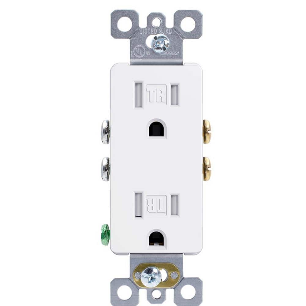 ELEGRP Decorative 15 Amp Tamper-Resistant Duplex Outlet, White (1-Pack ...