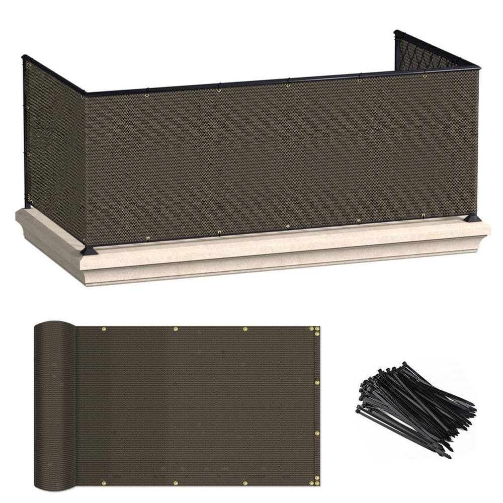 ECOOPTS 3 ft. x 25 ft.Balcony Privacy Fence Screen with Zip Ties ...