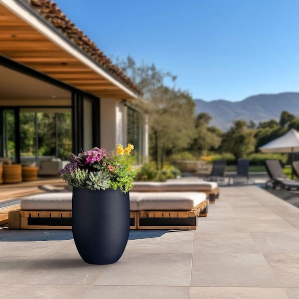 Sapcrete 17 in. Large Earthy Gray Concrete Round planter / Pot with ...