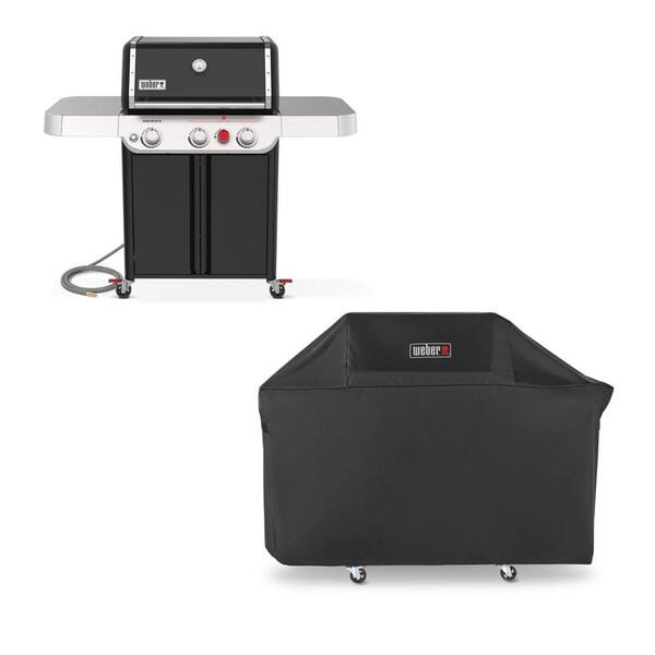 Weber Genesis E-325 3-Burner Natural Gas Grill in Black with Grill ...