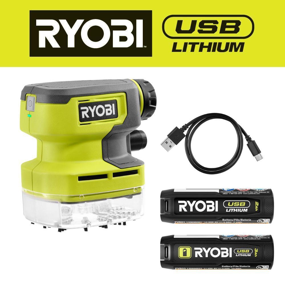 RYOBI USB Lithium Desktop Vacuum Kit with 2.0 Ah Lithium-Ion Battery ...