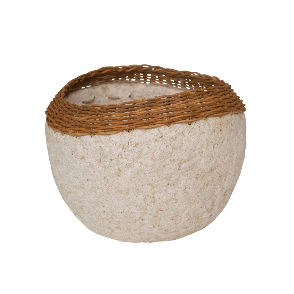 Storied Home Decorative Handmade Paper Mache Bowl with Wicker Rim ...