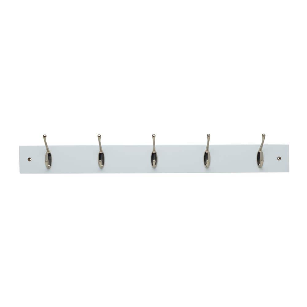 Melannco 27 in. x 4 in. MDF Wall Mounted Classic Coat Rack, White ...
