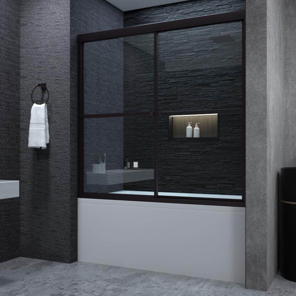 niveal Luminous 59 in. W x 56 in. H Sliding Framed Tub Door in Oil ...
