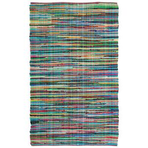 SAFAVIEH Rag Rug Green/Multi 6 ft. x 9 ft. Striped Area Rug RAR240E-6 ...