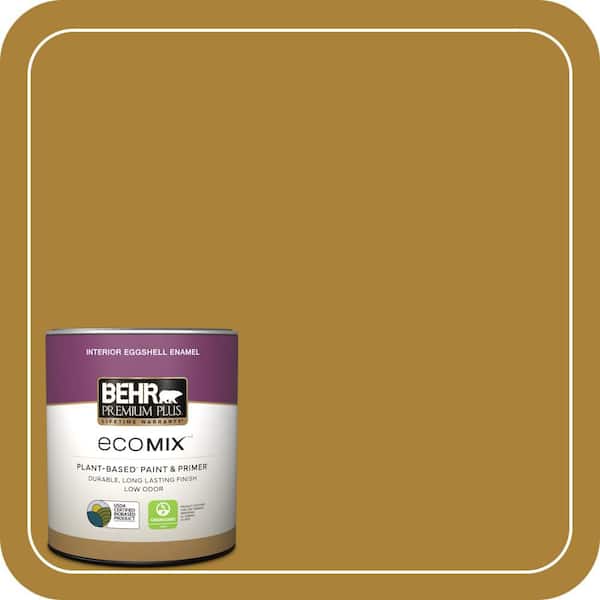 BEHR PREMIUM PLUS 1 qt. #340D-7 Golden Green Eggshell Enamel EcoMix ...
