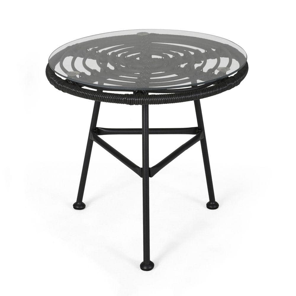 Miscool Avex Gray Round Iron 18.5 in. H Outdoor Side Table STH10Q65038G ...