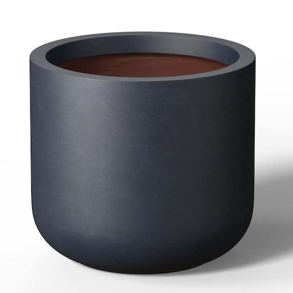 DurX-litecrete 12.5 in. Dia Small Round Curvy Concrete Planter, Medium ...