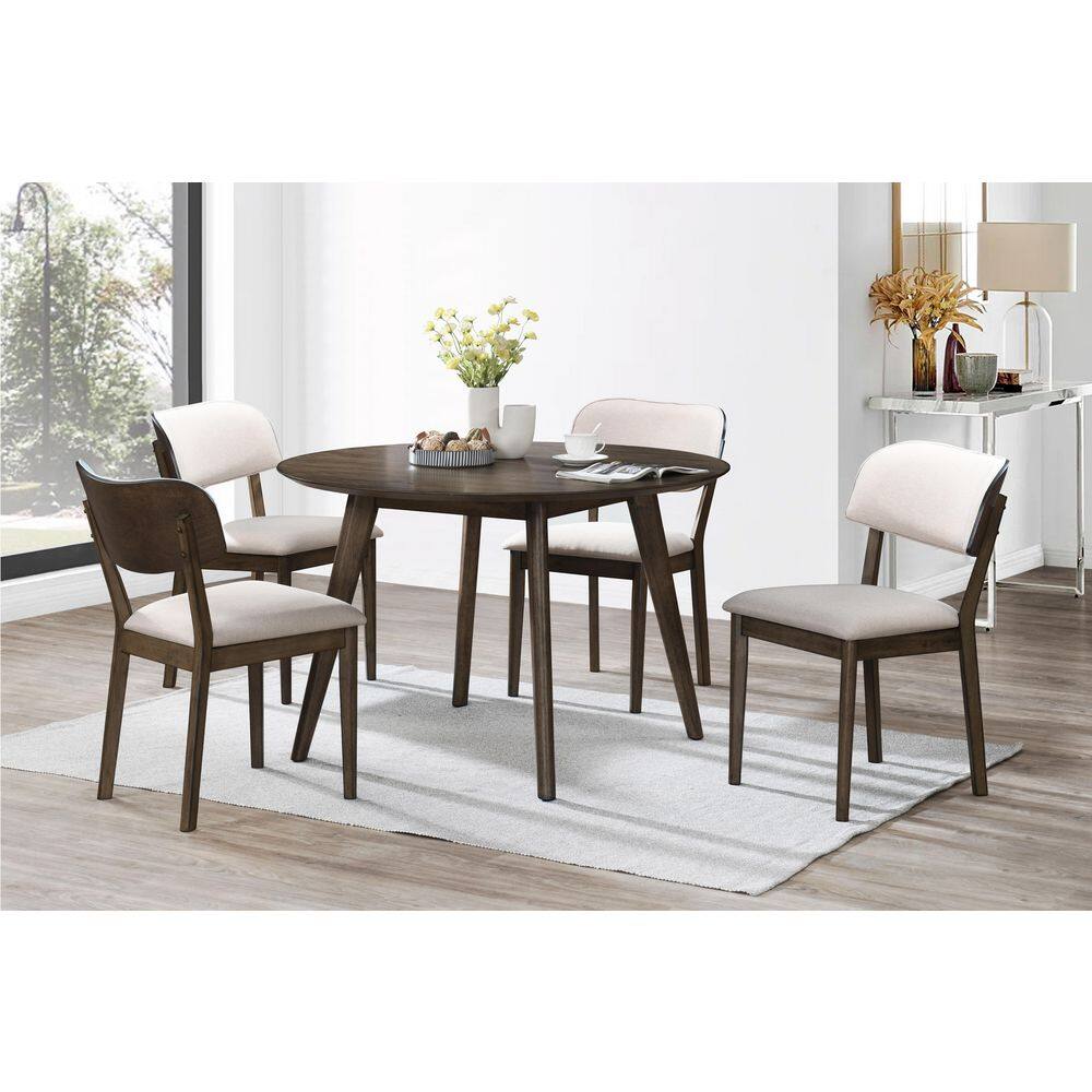 NEW CLASSIC HOME FURNISHINGS New Classic Furniture Rex 5-Piece Walnut Round Wood Dining Set 40 ...