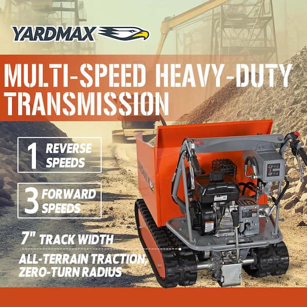 YARDMAX YD8105 Track Barrow with Hydraulic Assist, 1100lb. Capacity ...